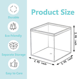 ALMOXVYE 15 Pieces Clear Acrylic Square Cube Boxes, 3 x 3 x 3 lnch Mini Acrylic Box with Lid, Small Plastic Candy Cubes for Jewelry, Coins, Beads, Craft Supplies, Pills Herbs, Sewing