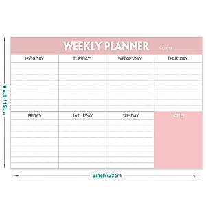 Weekly Planning Pad - Tear Off To Do List Pad with Daily Schedule & Calendar, 52 Sheets, 100gsm Paper, Undated Weekly Planning Notepad, 6x9 in