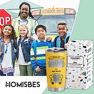 HOMISBES Bus Driver Appreciation Gifts - Stainless Steel Best Bus Driver Tumbler Cup 20oz for School Bus Driver - Gifts for Retired Bus Driver