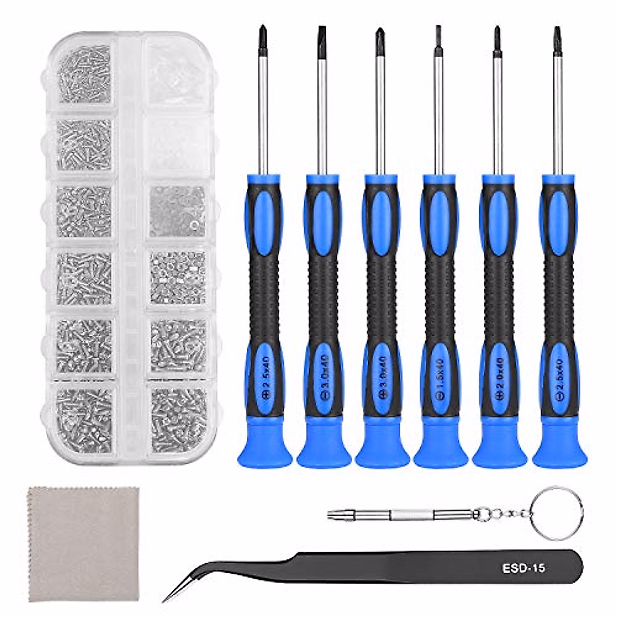 Hautton Eyeglass Repair Kits, 6 Pcs Precision Magnetic Screwdriver Tool Set with Glasses & Watch Screws & Curved Tweezers for Eyeglass Spectacle Sunglass Watch Clock and Other Small Electronics Repair