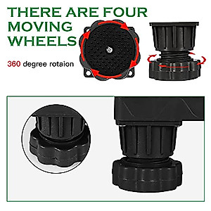I'SMARTMOON Mini-Fridge-Stand 4 Strong Feet，Adjustable Dolly Washing Machine Stand Base，for Furniture Portable Refrigerator Dryer Stand Black…