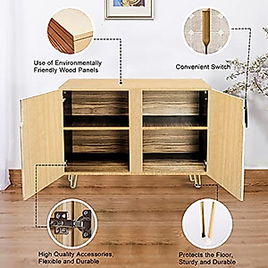 EINGDVPRWEK Vinalopo River The Toll Blau in The Sierra Mariola Wooden Door Accent Cabinet 2 Doors Storage Table Bar Cabinet TV Stand Entryway Cabinet Sideboard for Kitchen Living Room Hallway