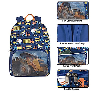 Picture Changing Lenticular Dinosaur Backpack for Boys – Elementary and Middle School Hologram Backpack (Trucks)
