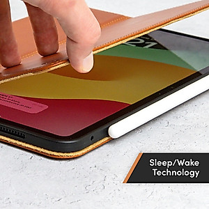 Casemade Real Leather Case Compatible with iPad Pro 11” 1st/2nd/3rd/4th Gen (2018/2020/2021/2022) - Full-Grain Leather Cover, Auto Sleep/Wake, Dual Stand Position (Tan)