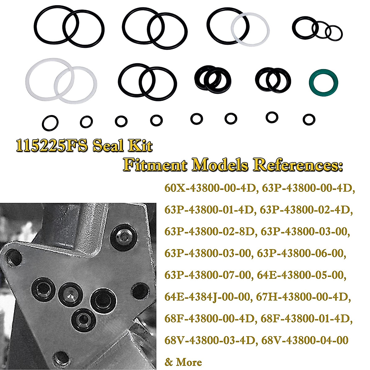 V-SEK 115225FS Fast Strike Power Trim Motor Seal Kit & Outboard Trim/Tilt Pin Wrench MT0006 32mm x 4mm/4.5mm (YB-06175-1A) Compatible with Yamaha Suzuki Johnson Evinrude O-Rings