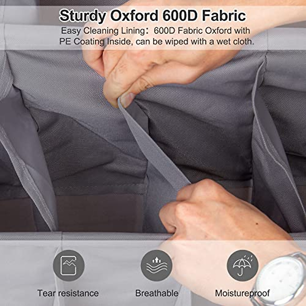 Fentec Over the Door Shoe Organizer, 2 Pack Hanging Shoe Organizer,12 Large Pockets and 2 Larger Storage Various Compartments with 6 Hooks Shoe Storage Rack Organizer for Shoes, Home Accessories, Grey