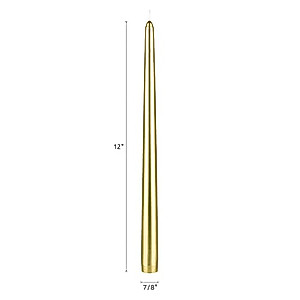 Mega Candles 12 pcs Unscented Gold Taper Candle, Hand Poured Wax Candles 12 Inch x 7/8 Inch, Home Décor, Wedding Receptions, Baby Showers, Birthdays, Celebrations, Party Favors & More