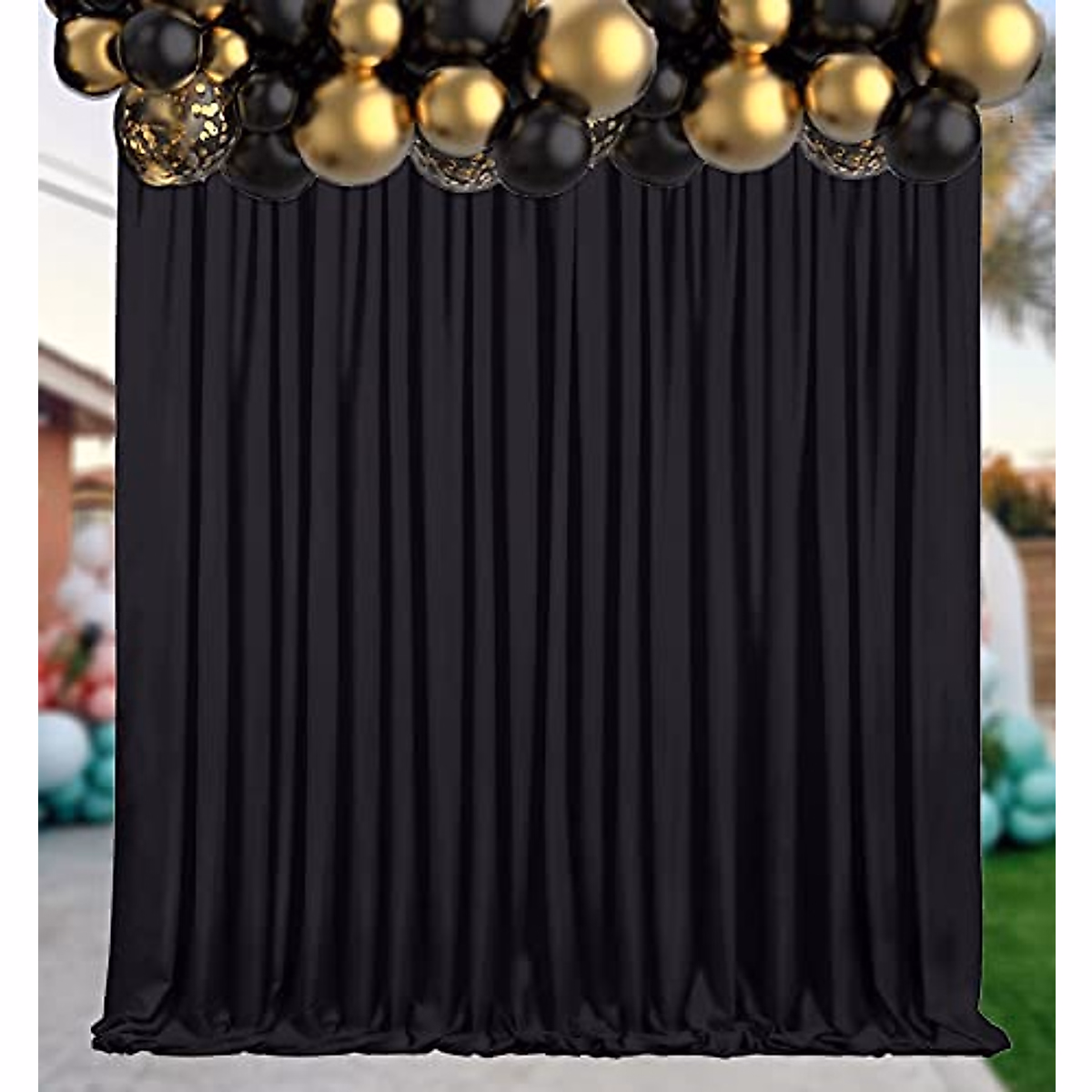 MoKoHouse 10ft x 8ft Black Backdrop for Parties Black Backdrop Drape for Birthday Wedding 2 Panels 5ft x 8ft