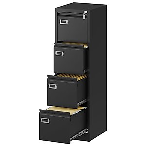 Fesbos 4 Drawers Vertical File Cabinets - Lateral Filing Cabinets - Metal Steel Lockable Storage Cabinets for Home Office to Hanging Files Letter/Legal/F4/A4 Size