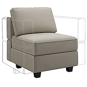 Belffin Modular Sofa Middle Module with Storage Accent Armless Chair for Modular Sectional Sofa Couch Velvet Grey