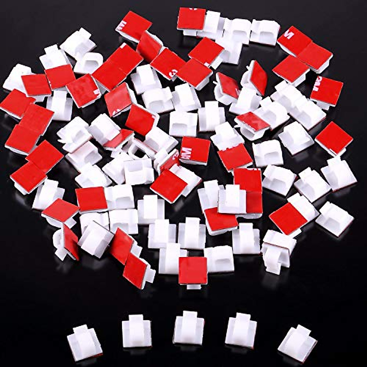 100 Pieces Cable Clips Outdoor Light Clips Cord Organizer Self Adhesive Wire Clips Mini Hooks Cable Wire Management Holder for Car Office Home Fairy Light Decoration (White, Small)