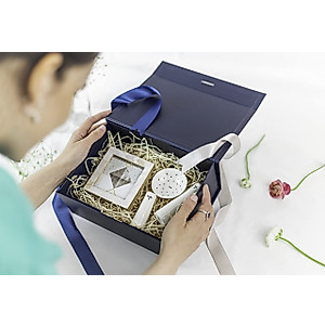 SKETCHGROUP Navy Blue Gift Box with 2 Ribbons for Luxury Packaging-Magnetic Closure- Sturdy-Foldable-Keepsake box (A5 SIZE)