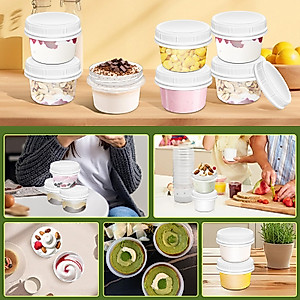 ISUSSER 10 Pack 8oz Reusable Small Plastic Containers with Screw Lids, Small Food Storage Freezer Containers, Deli Containers Stackable Food Storage Jars, Sauce Condiment Jars Lunch Box Accessories