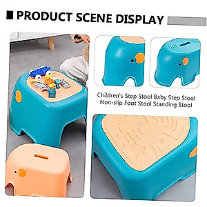 Household Step Stool 2pcs Baby Non- Training Two Helper Blue Stools Anti- Potty Step Footstool Kids Plastic Stool Elephant Cartoon Living Household for Sizes Ottoman Chairs
