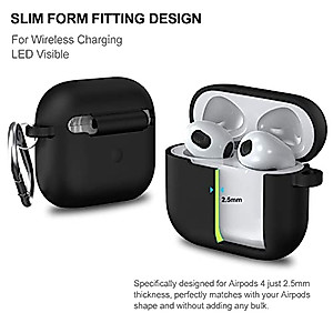 Doboli Compatible with AirPods 3 Case Cover for Airpods 3rd Generation 2021 Front LED Visible Round Shape Black