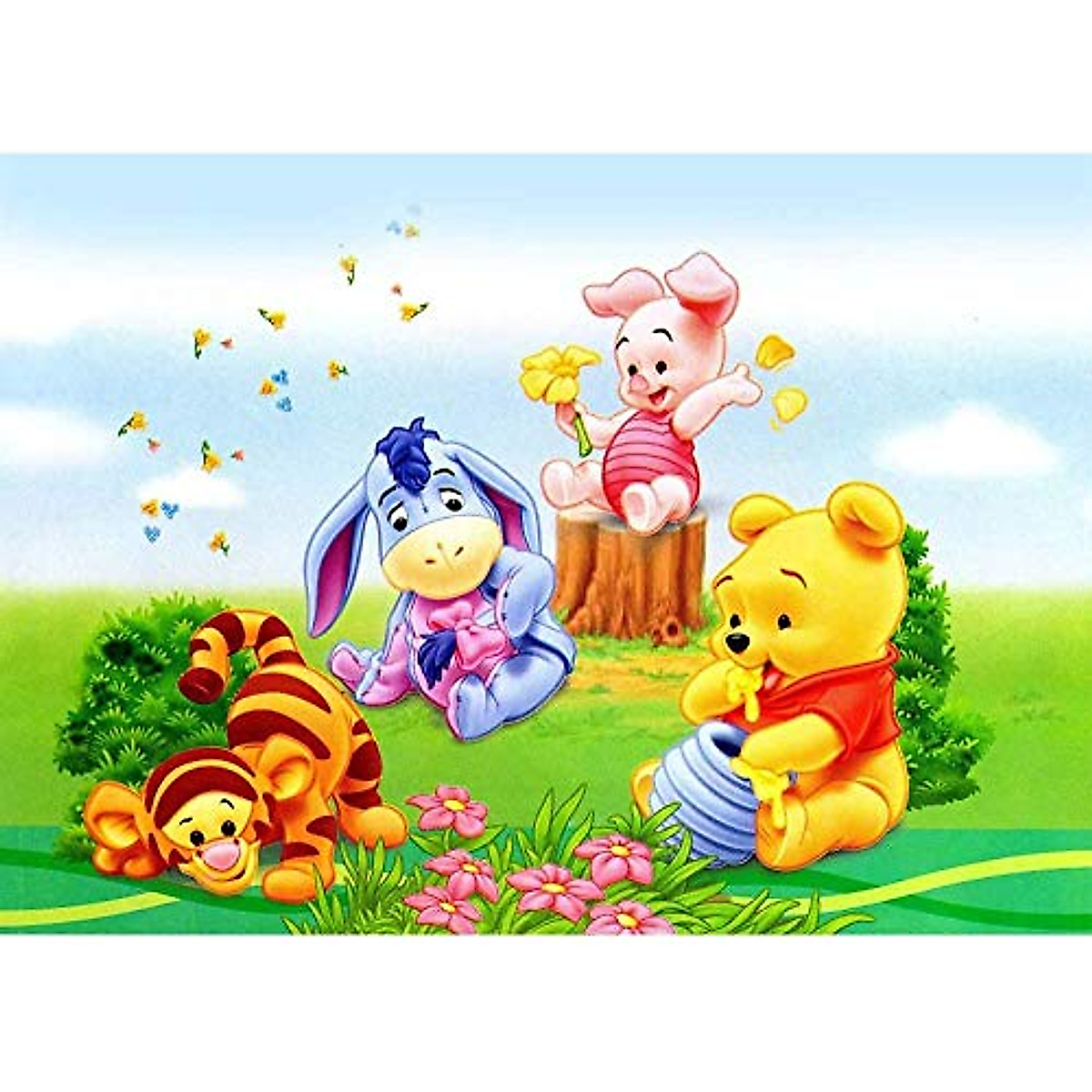 Infant Bear Baby Shower Backdrop 7x5 Floral Spring Bear Background 1st Birthday for Kids Vinyl Pooh and His Friend Backgrounds for Party Decor