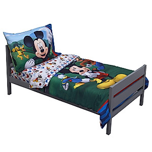 Disney Mickey Mouse - Blue, Red, Yellow 2 Piece Toddler Sheet Set with Fitted Crib Sheet and Pillowcase