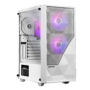 Raidmax Meshian X902 PC Case, Mid-Tower Gaming PC Case with Diamond Mesh Grill, Tempered Glass Side Panel, Pre-Installed Fans Computer Case, ARGB Light, USB 3.0, HD Audio, ATX Case, White