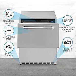 NewAir 24" Outdoor Beverage Refrigerator | Dual Drawer | Weatherproof Stainless Steel Fridge | Built-In or Freestanding Outdoor Patio Fridge For Beer, Wine, Food NCR040SS00