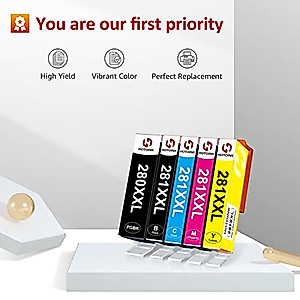 PGI-280XXL/CLI-281XXL Compatible Ink Cartridge Replacement for Canon 280 281 Ink Cartridge High Yield Use to PIXMA TR8520 TS6120 TS6320 TS6220 TR7520 TS8120 TS9120 TS9520 (5 Value Pack)