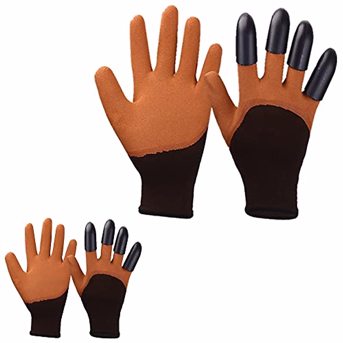 FONIRRA Garden Gloves With Claws 2 Pairs for Digging Weed Pulling Washable Garden Finger Claws Gloves Outdoor Protective Work Gloves Brown