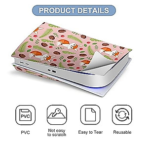 AoHanan Cute Fox Cones Berries PS5 Skin Console and Controller Accessories Cover Skins Anime Vinyl Cover Sticker Full Set for Playstation 5 Disc Edition