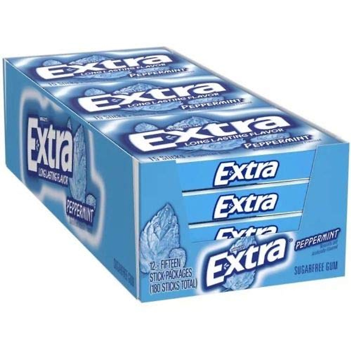 Extra Peppermint Gum, 15-Stick Slim Packs (Pack of 12)