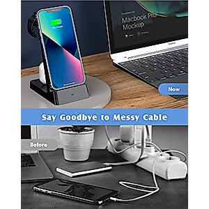 Wireless Charging Station,Wireless Charger Compatible with iPhone 14 Pro Max/13/12/11/X/8 Plus, 3 in 1 Fast Charging Stand Dock for Airpods 1/2/Pro, Apple Watch Series(with Adapter)