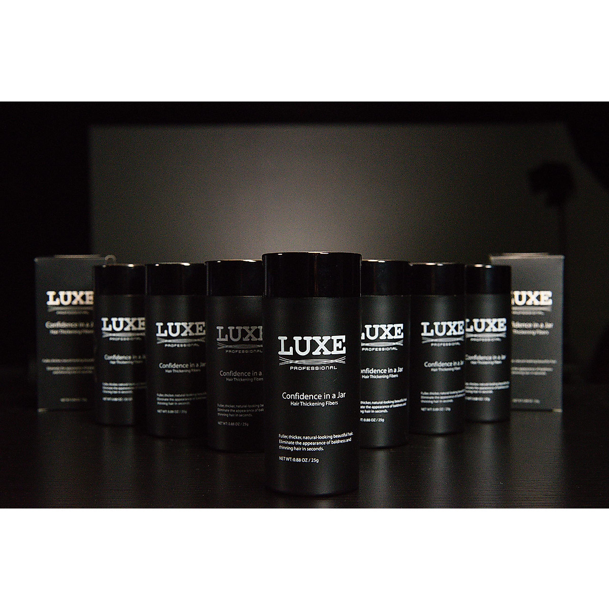 LUXE Hair Thickening Fibers - CONFIDENCE IN A JAR – 2 Months+ Supply! – Hypoallergenic, Dermatologist Tested – Multiple Colors Available (Dark Brown)