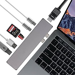 MMOBIEL USB C Hub Type C Hub Adapter Compatible with MacBook Pro/Air, iMac, Mac Mini/iPhone 15- TF/SD Card Reader, 2X USB 3.0 Ports, 4K HDMI Output, 2X USB C Data Slot - 7 Ports