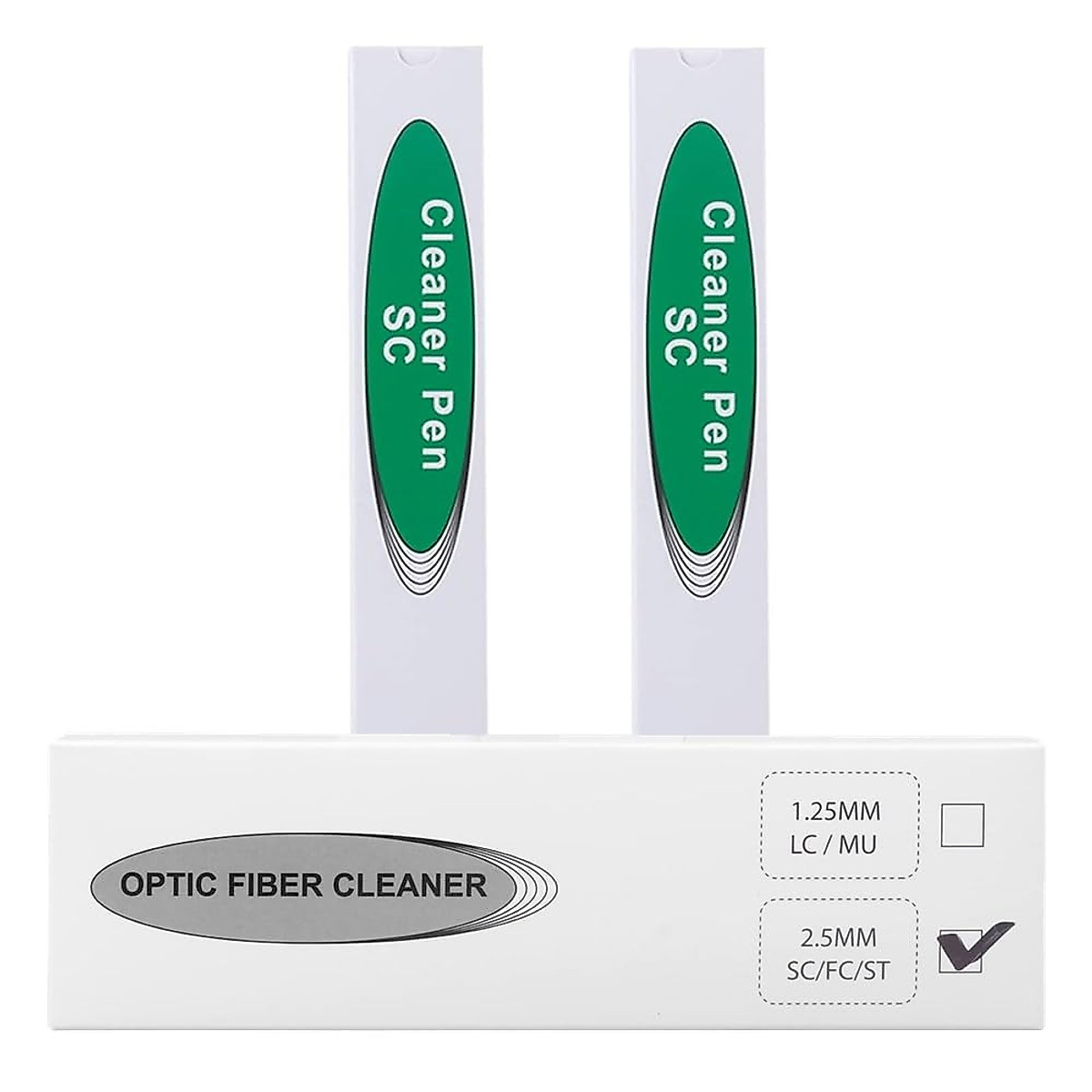 Fiber Optic Connector Cleaning Pen,2PCS Fiber Optic Cleaner Pen for 2.5mm Ferrules SC,FC,ST,SC/APC and FC/APC,800+ Clean Times