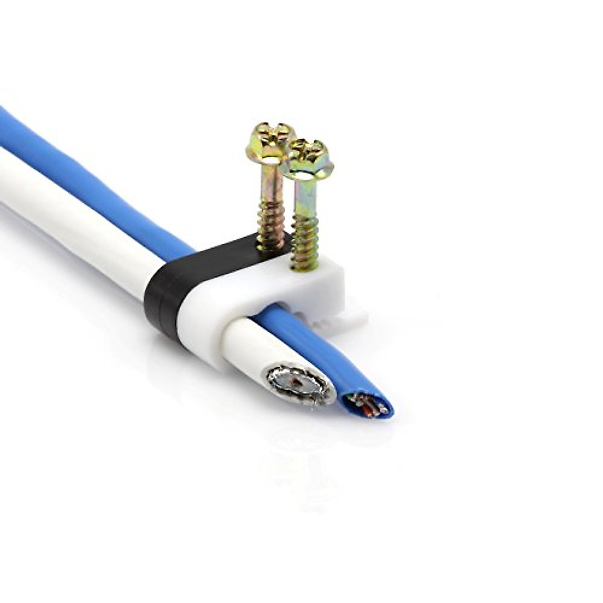 THE CIMPLE CO - Dual, Twin, or Siamese Coaxial Cable Clips, Cat6, Electrical Wire Cable Clip, 1/2 in Screw Clip and Fastener, White (100 Pieces per Bag)