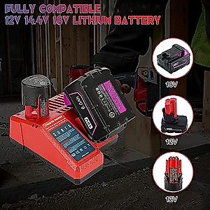 Replacement Charger Compatible with Milwaukee 10.8V-18V Lithium Battery 48-11-1815 48-11-1820 48-11-1840 48-11-1850 48-11-1890 48-11-2401 48-11-2420 48-11-2440 Power Tools Battery Charger