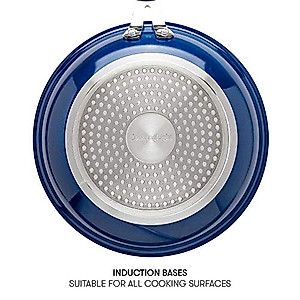 Cooking Light Nonstick Ceramic Pots and Pans Set with Silicone Stay Cool Handles, Dishwasher Safe, 12-Piece Cookware Set, Blue