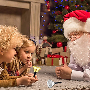 Metal Hand Bells,Silver Gold Call Bell Service Hand Bells with Black Wooden Handles for Wedding Events Decoration, Food Line, Alarm, Jingles, Ringing,Dinner Calling,Christmas Day (6 Pieces)