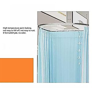 Clothing Store Fitting Room Curtain Whtie Frame, Portable Temporary Mobile Privacy Protection Dressing Room, Foldable Mall Simple Changing Room and Display Rack, 200x95x95cm (Pink)