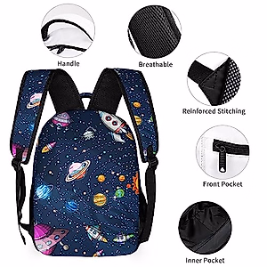 3PCS 17 Inch Space Backpack, Cartoon Galaxy Daypack Stylish Laptop Bag, Cool Shoulders Backpack with Adjustable Shoulder Strap(Space & Galaxy)