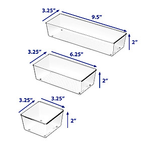 6 Pack - Simple Houseware Clear Plastic Desk Drawer Organizers