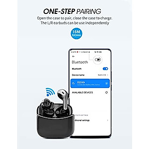 Tiksounds Wireless Earbuds, Bluetooth Headphones with Microphone, IPX7 Waterproof, 35H Playtime with LED Power Display, High-Fidelity Stereo Earphones for Sports and Work (Black)