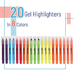 Mr. Pen No Bleed Gel Highlighter, Bible Highlighters, Assorted Colors, Pack of 20