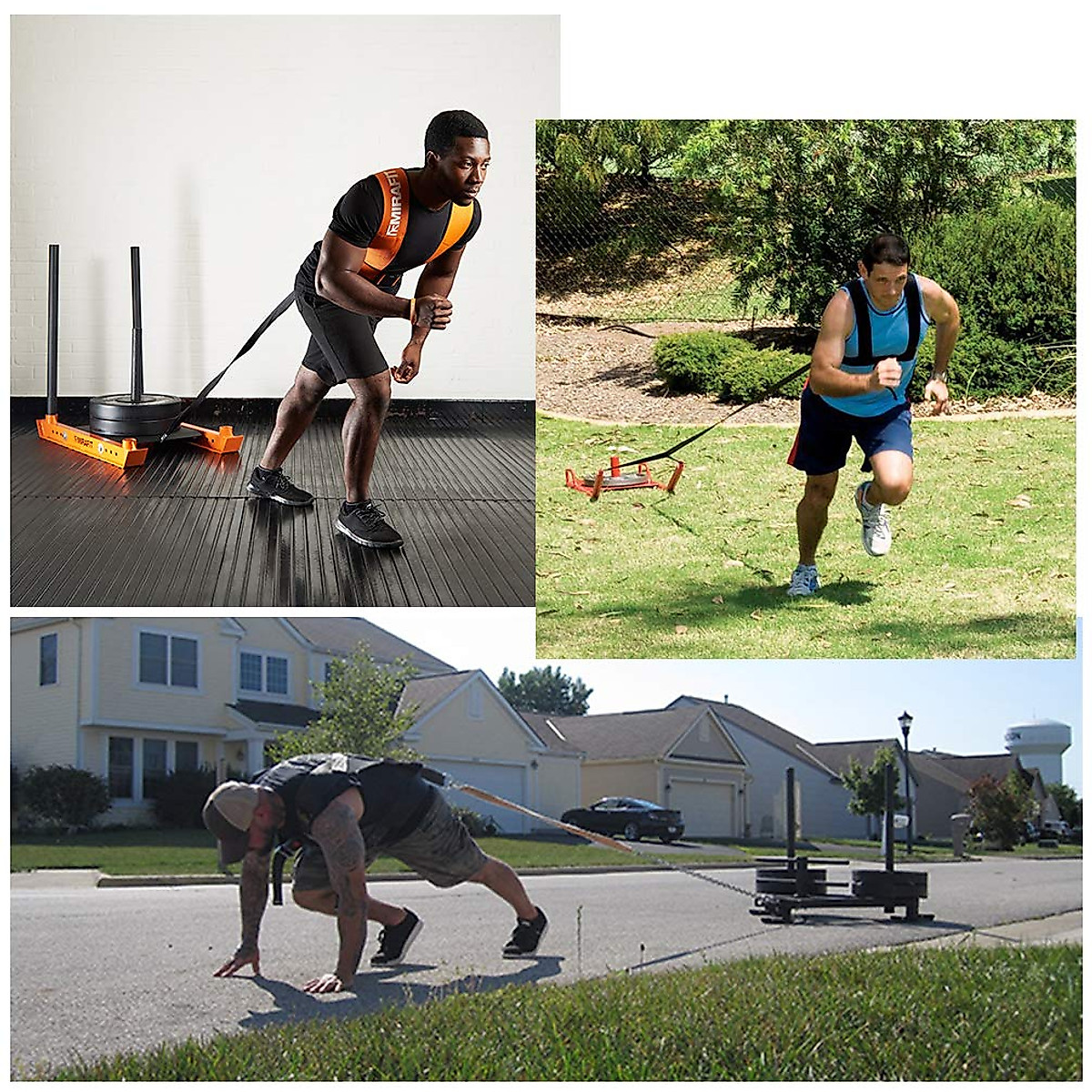 Sunsign Multi-Purpose 5-Pcs 6.6FT Sled Harness Kits Pulling Tires Sleds Parachutes for Sprinting Football Lacrosse Baseball Soccer Power Pulling Resistance Speed Agility Training