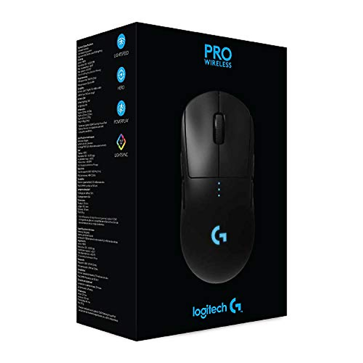 Logitech G PRO Wireless Gaming Mouse, Hero 16K Sensor, 16,000 DPI, RGB, Ultra Lightweight, 4 to 8 Programmable Buttons, Long Battery Life, On-Board Memory, Built for Esport, PC / Mac - Black
