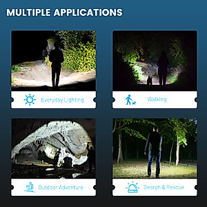 SKNSL Flashlights High Lumens Rechargeable - 900,000 Lumen High Power Flashlight, 5 Modes with Long Runtime, IPX6 Waterproof, High Powered Flash Light for Camping, Outdoors