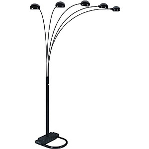 SH Lighting 5 Adjustable Arm Arching Floor Lamp - Features a Dimmer Switch for Perfect Light Settings - 84" Tall Great for Living Rooms, Bedrooms, or Arching Over Couches (Black)