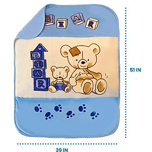 Hearth & Harbor Toddler Blanket Silky Soft Minky Children Bed Blanket - Ultra Plush, Thick & Warm - 39x51 inches Bear Prints,