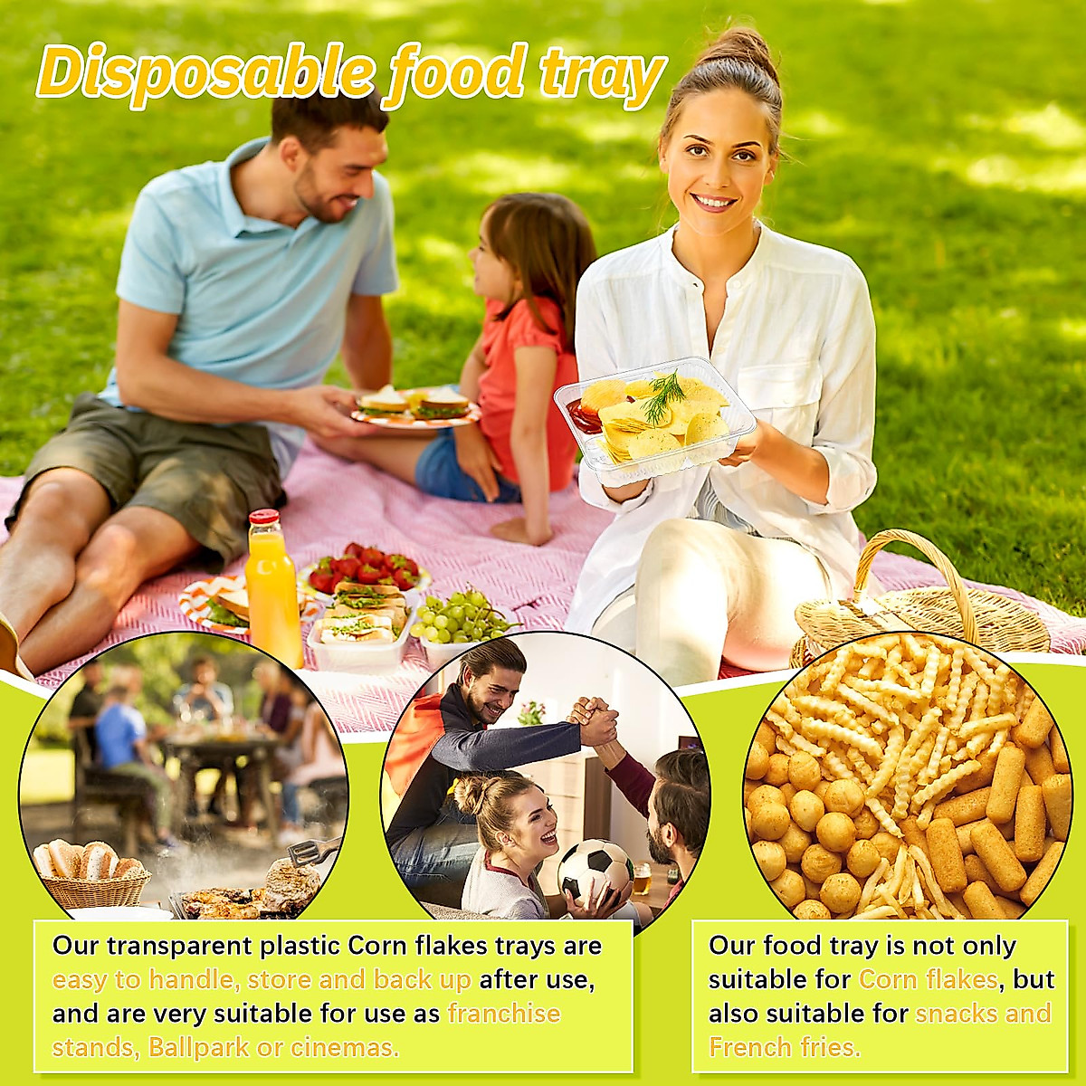 100 Pcs Nacho Trays 22oz, 6"x8" Nacho Tray Disposable Clear Nacho Trays 2 Compartments for Snack Taco Chip