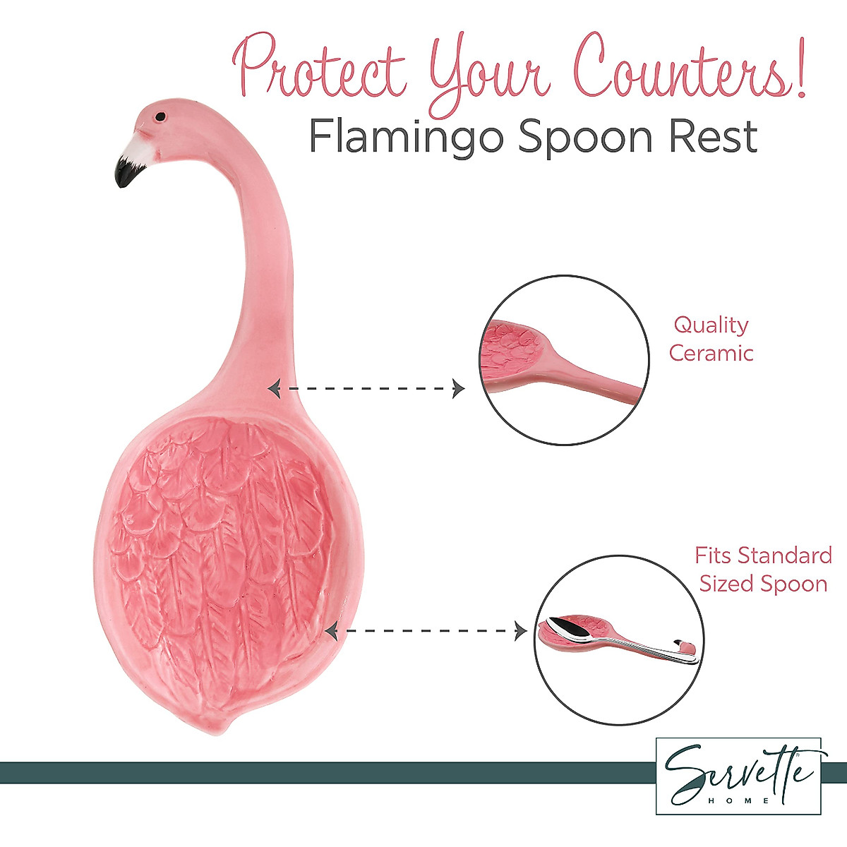 Ceramic Flamingo Standing Napkin Holder & Flamingo Spoon Rest