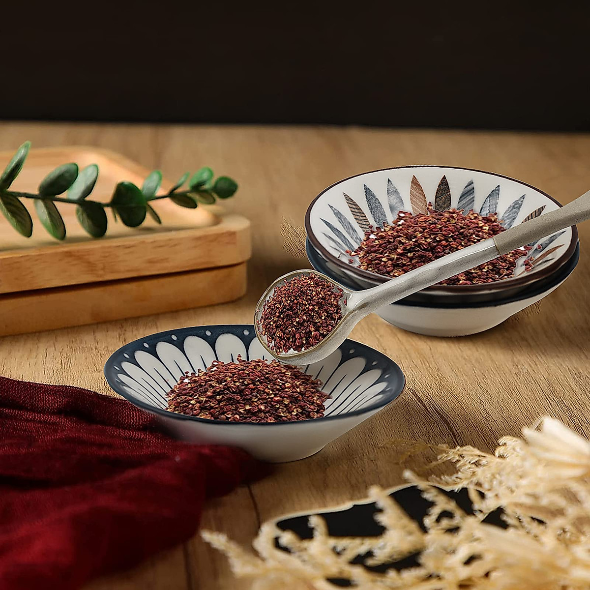 clothmile 6 Pieces Japanese Ceramic Dipping Bowls 4 Inch Japanese Style Side Dishes Sauce Dishes Asian Chinese Side Dishes Sauce Dishes for Sushi,sauce,snack and Soy Pinch Bowls for Kitchen Prep