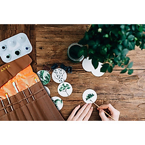 ANYA Artists Paint Brush Holder, 20 Slots Paint Brush Storage Canvas Roll up pouch for Acrylic Oil Watercolor, Dark brown PEDZEL (brushes not included)