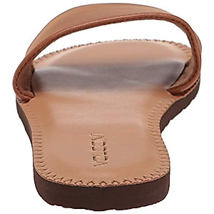 Volcom Women's Simple Synthetic Leather Strap Slide Sandal, Tan, 5 B US